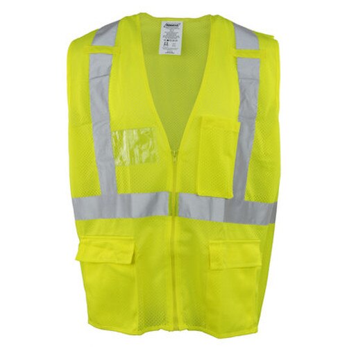 Ironwear® 1284-LZ-RD-CID ANSI Class 2 High-Visibility Safety Vest, M ...