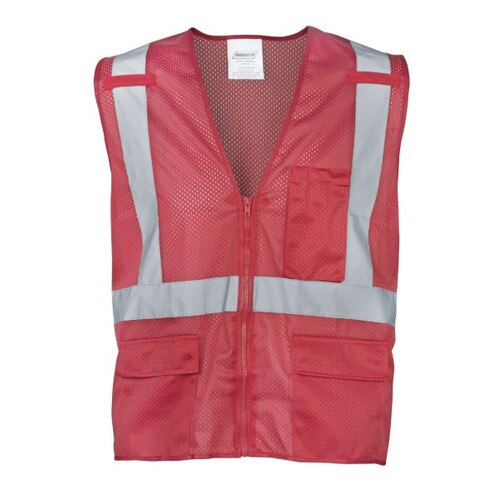 Ironwear® Zipper Mesh Reflective Safety Vest w/ 5 Pockets & Mic Tabs