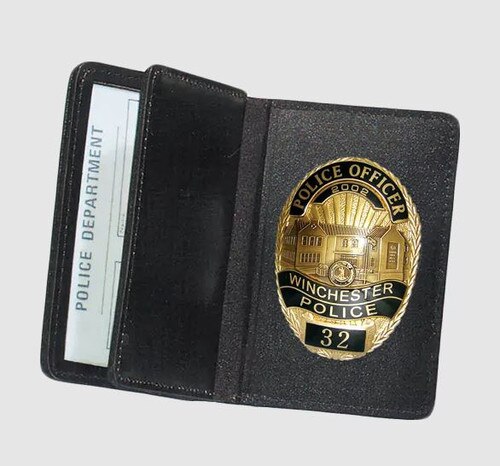 Strong Leather Recessed Badge Case Side Opening w/ Double ID - Delaware ...